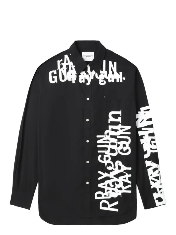 TAKAHIROMIYASHITA THESOLOIST. Graphic Letter-print Two-tone Shirt - Black