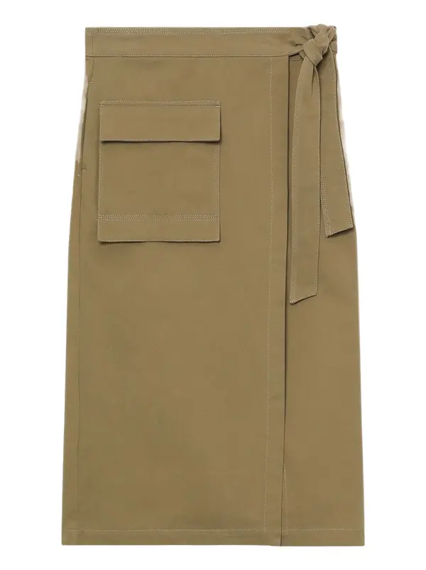 Closed Tie-fastening Midi Skirt - Neutrals