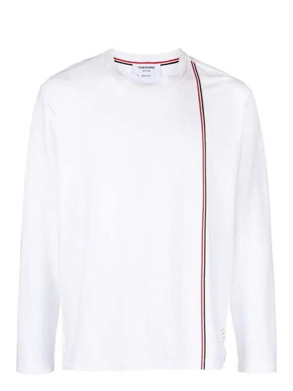 Thom Browne Rwb Stripe Cotton T-shirt - White