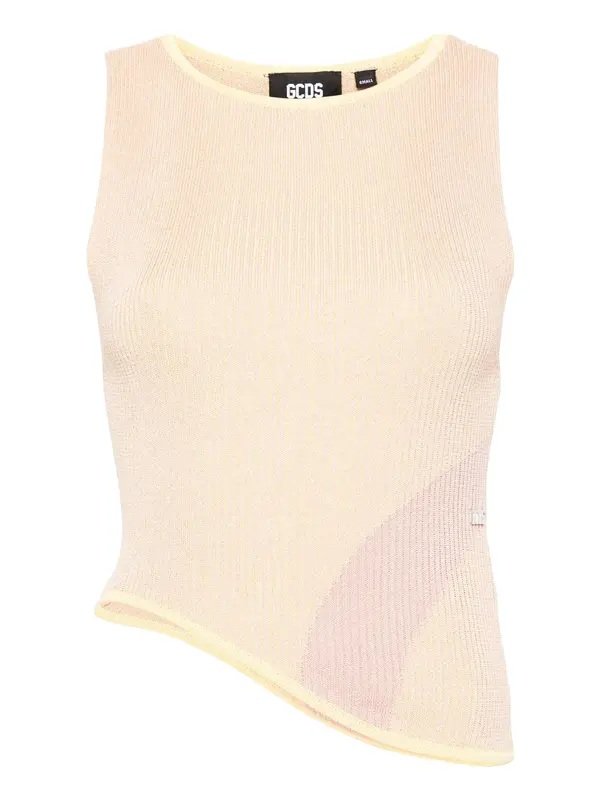 Gcds Comma Asymmetric Ribbed Top - Pink