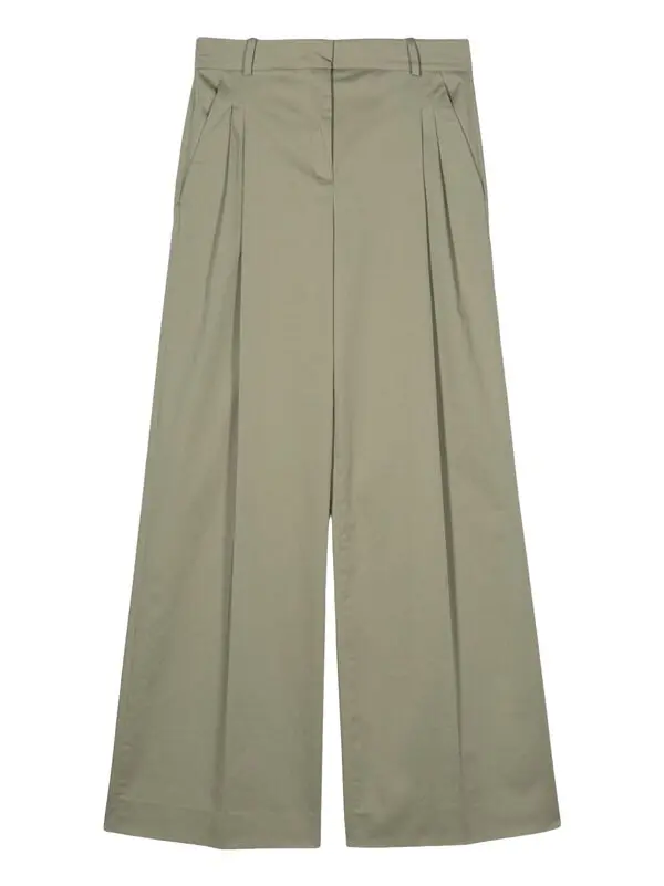 Kiton Poplin Wide-leg Trousers - Green