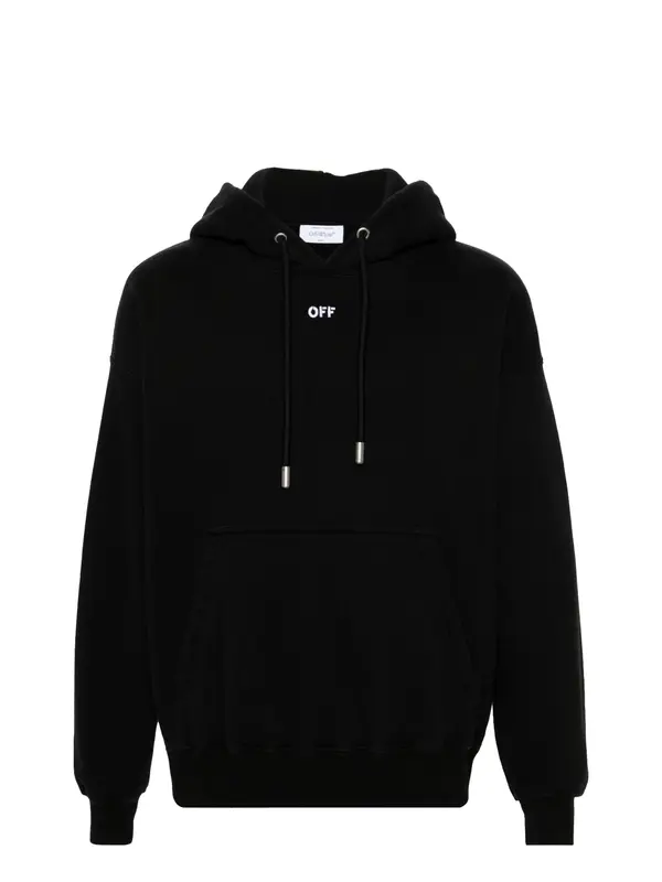 Off-White Arrows-embroidered Cotton Hoodie - Black