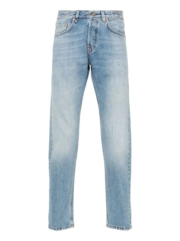 Eleventy Distressed Tapered-leg Jeans - Blue