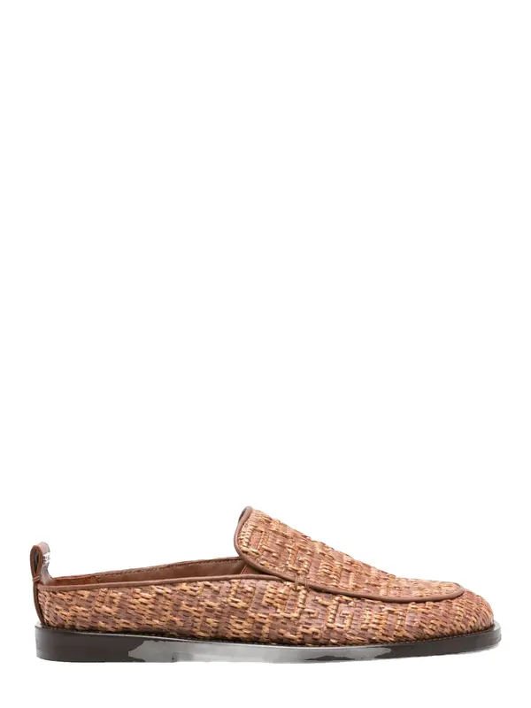 Gcds Monogram Raffia Mules - Brown