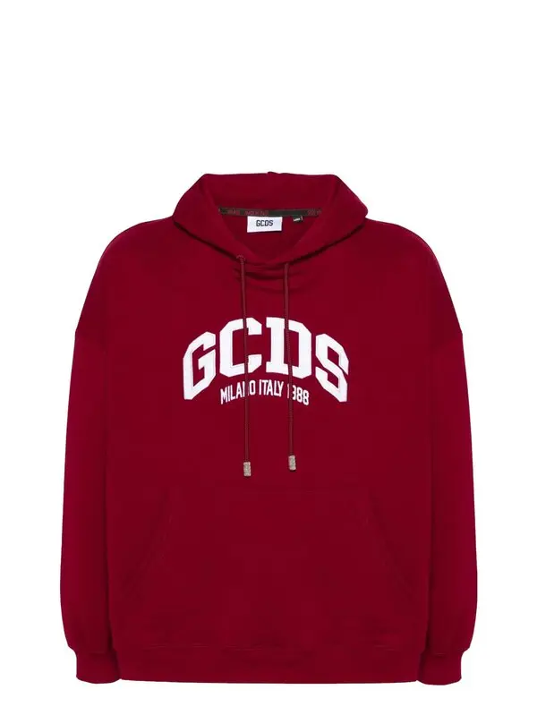 Gcds Logo-embroidered Hoodie - Red