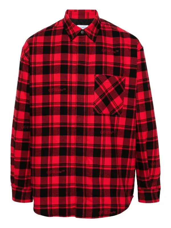 Off-White Plaid-check Flannel Shirt Jacket - Red