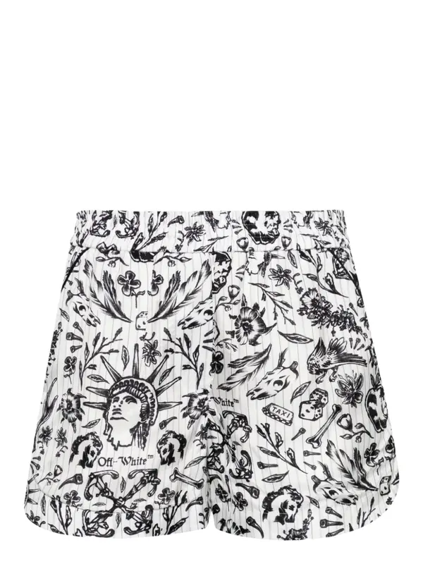 Off-White Graphic-print Pajama Shorts - White