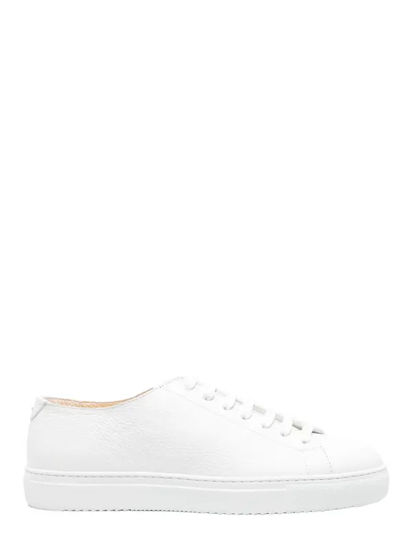 DOUCAL'S Grained Leather Lace-up Sneakers - White
