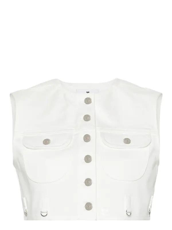 COURREGES Cropped Denim Vest - White