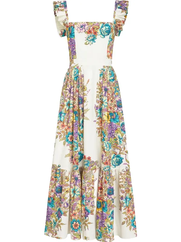 Etro Floral-print Midi Dress - White