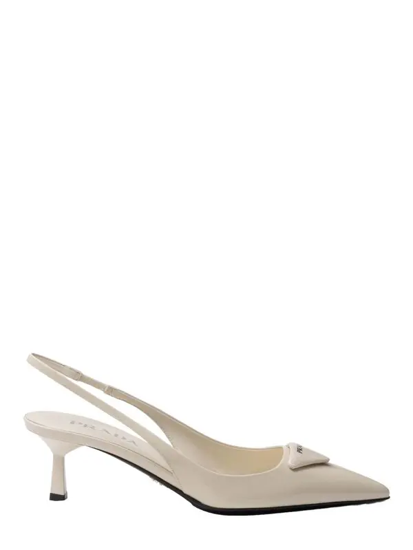 Prada 55mm Patent-leather Slingback Pumps - White