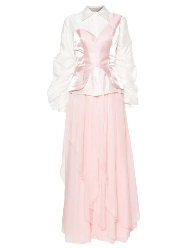 GABY CHARBACHY Draped Flared Skirt Set - Pink