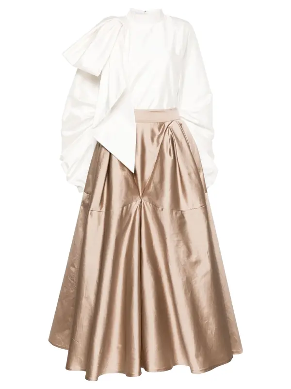 GABY CHARBACHY Satin Flared Skirt Set - Brown