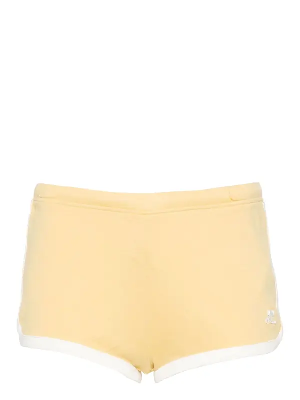 COURREGES Contrast Cotton Mini Shorts - Yellow