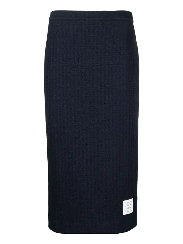 Thom Browne Jacquard Skirt With Logo Patch - Blue