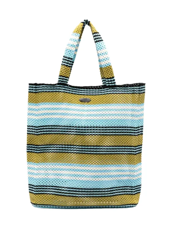 LANVIN Striped Crochet Tote Bag - Blue