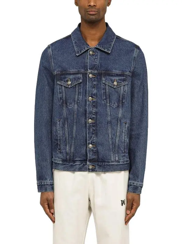 Palm Angels Denim Jacket With Monogram - Blue