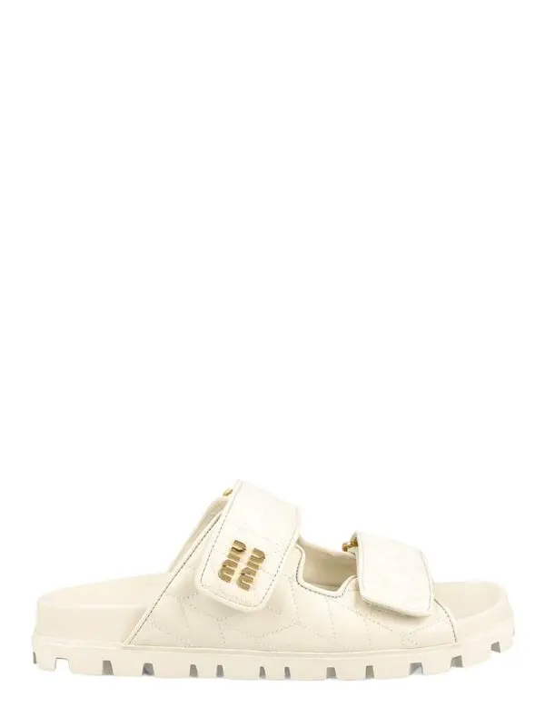 Miu Miu Matelassé Nappa Sandals - White