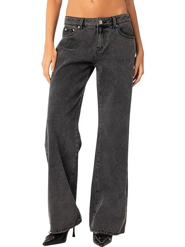 EDIKTED Raelynn Low Rise Jeans - Black Washed