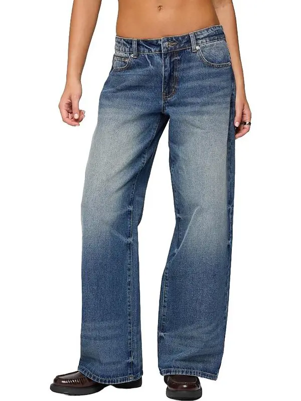 EDIKTED Raelynn Low Rise Jeans - Medium-vintage-indigo