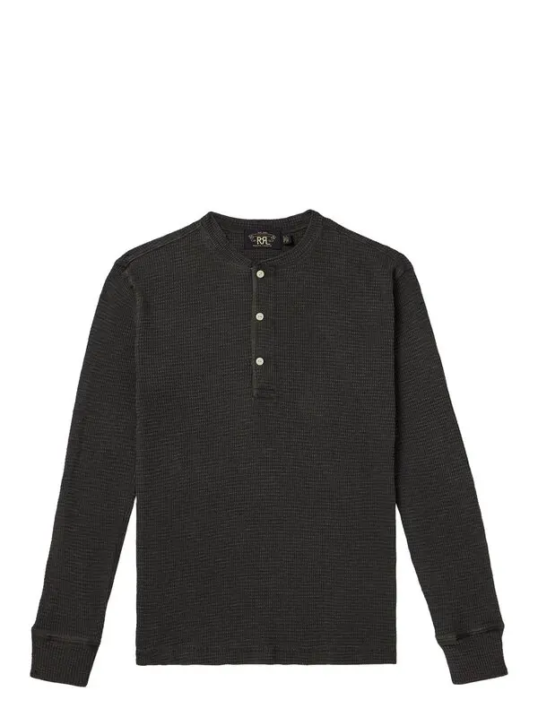 Ralph Lauren Slim-fit Textured-cotton Henley T-shirt - Black
