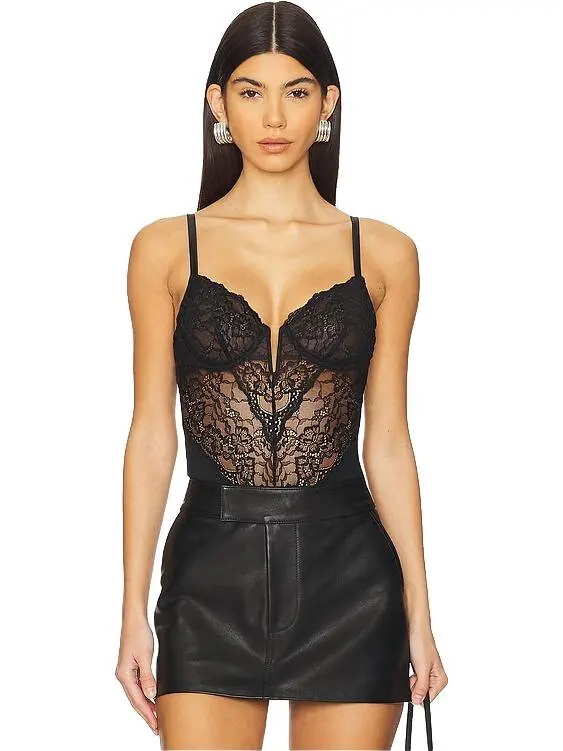FLEUR DU MAL Bianca Lace Bodysuit - Black