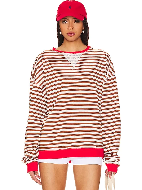 Free People We The Free Classic Striped Crew - Coffee Combo