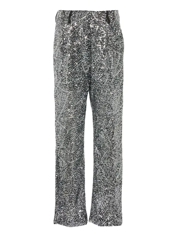 BLAZÉ MILANO Fox Sequined Straight Pants - Silver
