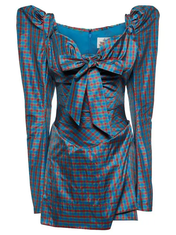 VIVIENNE WESTWOOD Bow-detail Checked Mini Dress - Multicoloured