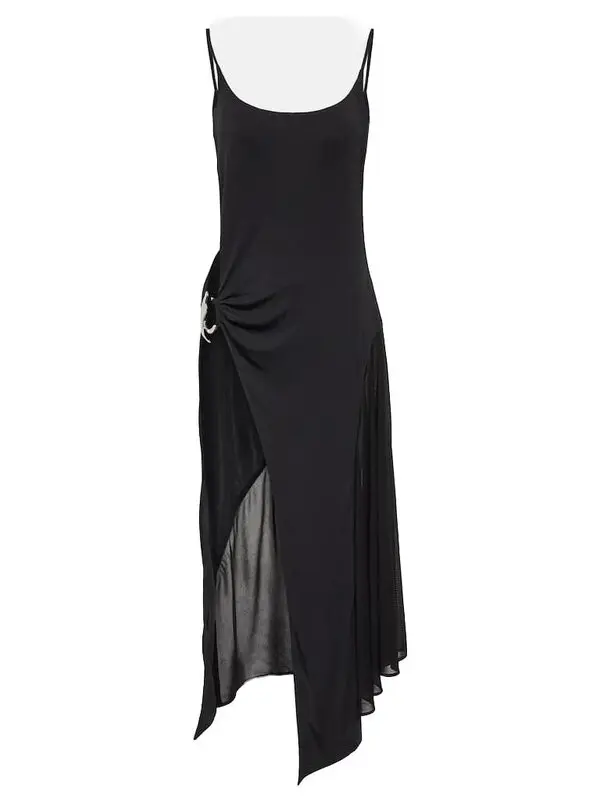 MUGLER Asymmetric Cutout Midi Dress - Black