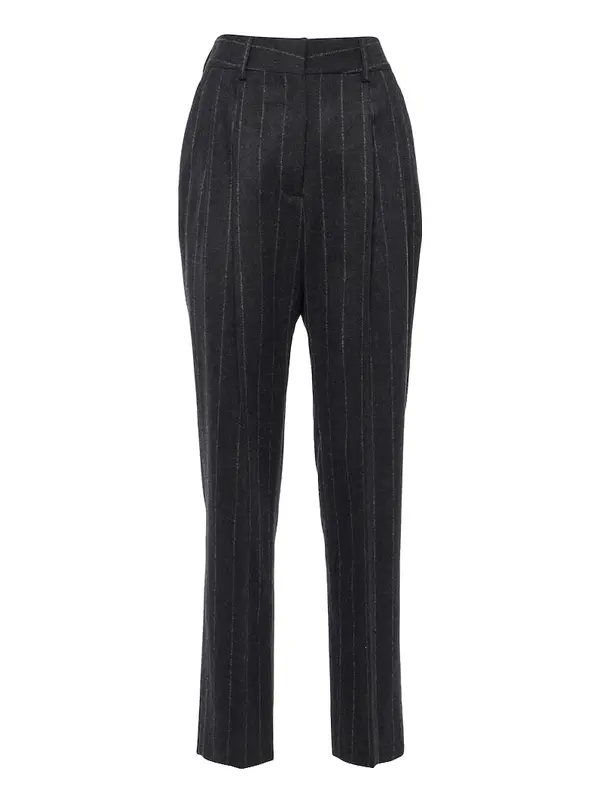 BLAZÉ MILANO Banker Pinstripe Wool Pants - Grey