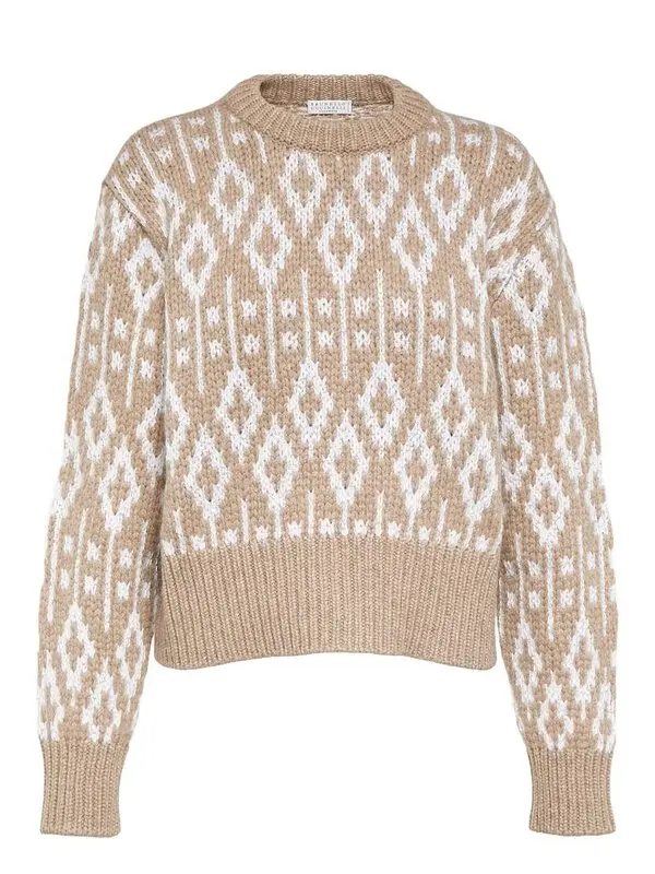 Brunello Cucinelli Jacquard Cashmere Sweater - Brown