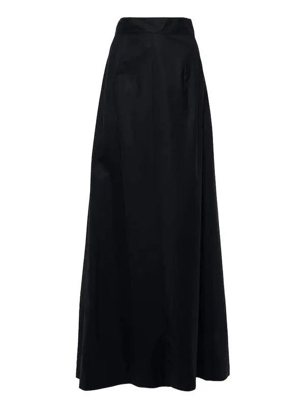 Plan C Mid-rise Cotton Maxi Skirt - Black