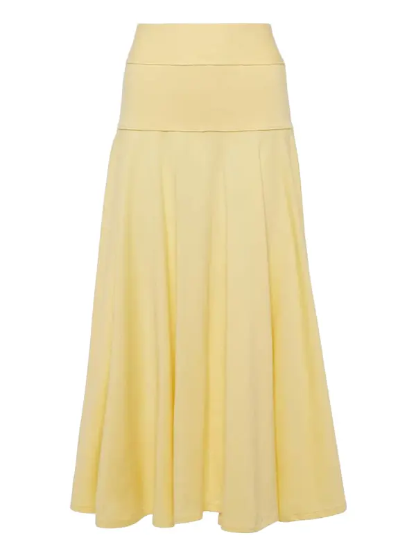Plan C Pleated Knit Midi Skirt - Yellow