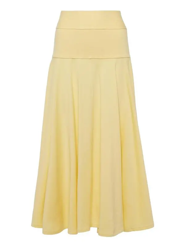 Plan C Pleated Knit Midi Skirt - Yellow