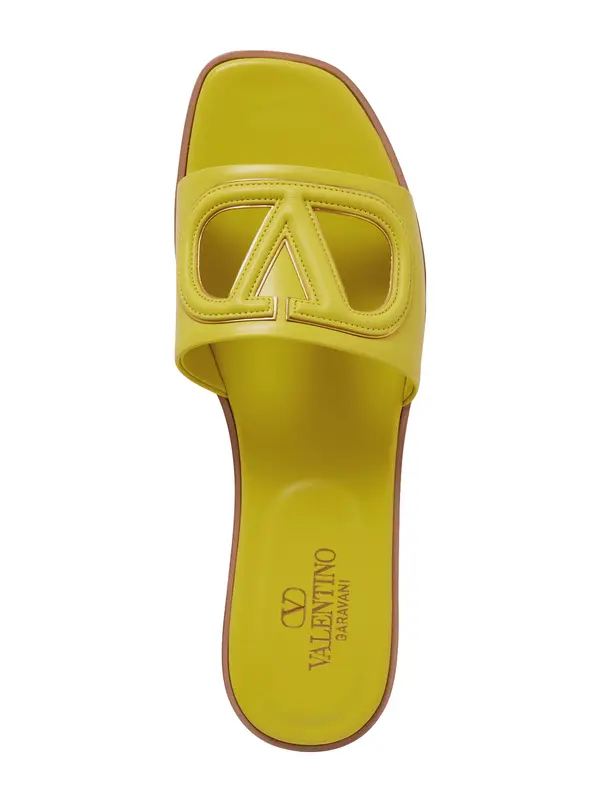 Valentino Garavani Vlogo Cutout Leather Slides - Yellow