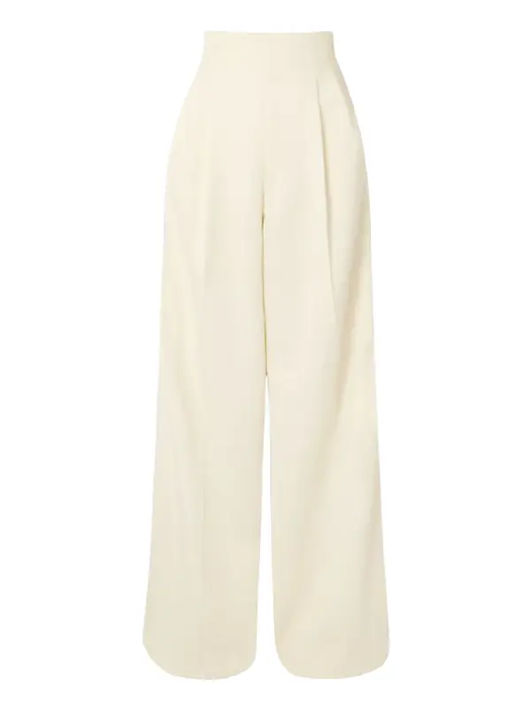 EMILIA WICKSTEAD Clarine Pleated Crepe Wide-leg Pants - Ivory