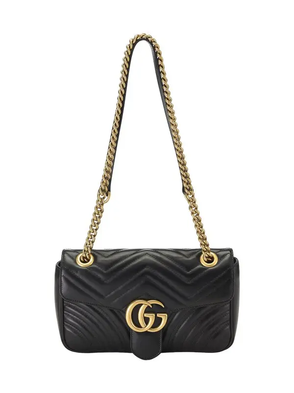Gucci Leather Gg Marmont Shoulder Bag - Black