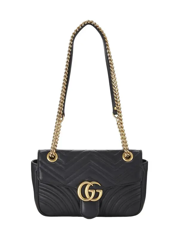 Gucci Leather Gg Marmont Shoulder Bag - Black