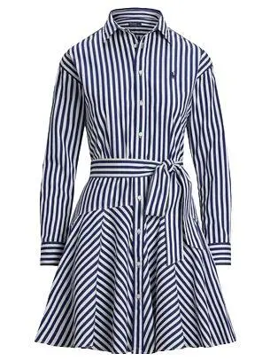 Polo Ralph Lauren Striped Cotton Paneled Mini Shirtdress - Navy