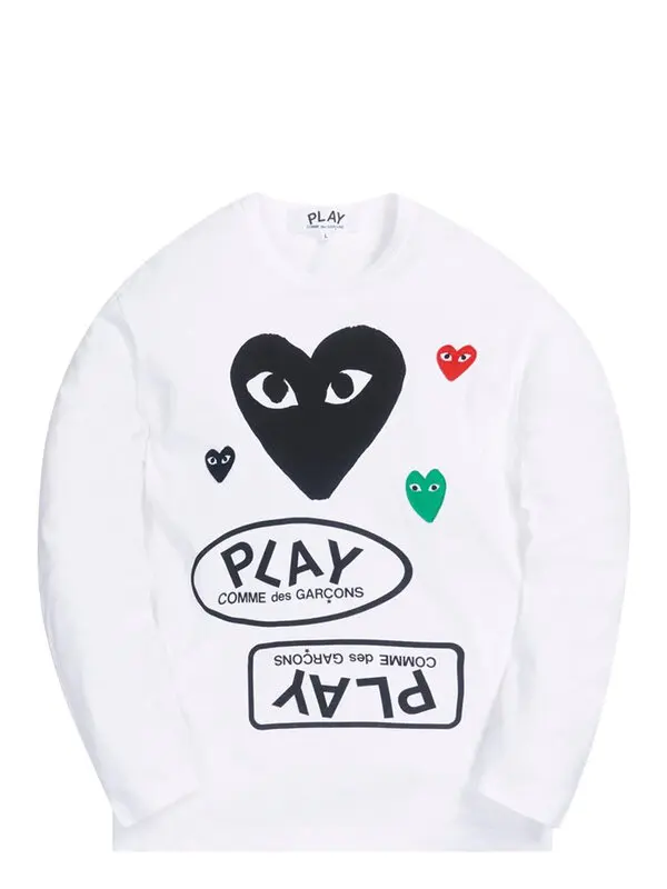 Play Comme Des Garcon Multi Logo Long-sleeve Tee - White