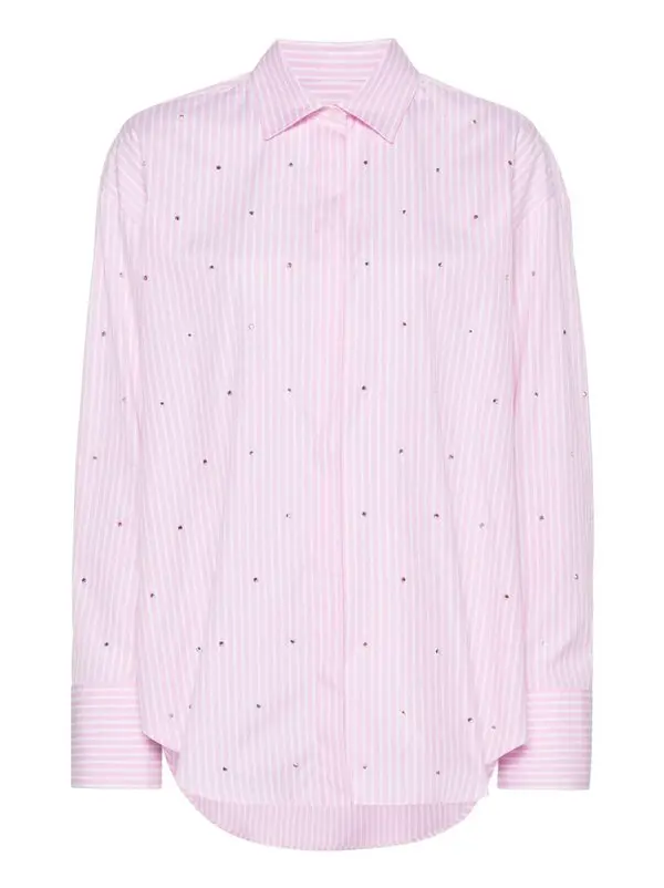 MSGM Rhinestone-embellished Striped Shirt - Pink