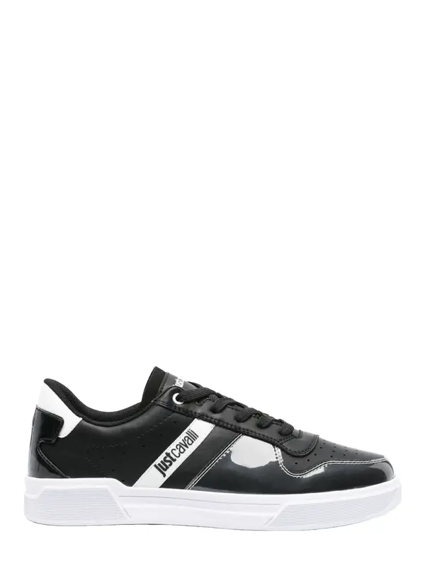 Just Cavalli Logo-print Panelled Leather Sneakers - Black