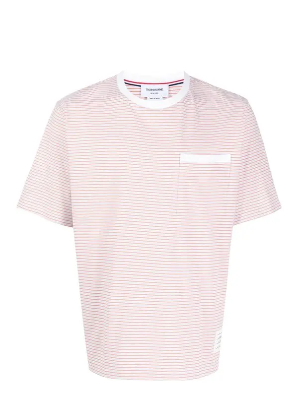 Thom Browne Striped Cotton T-shirt - White