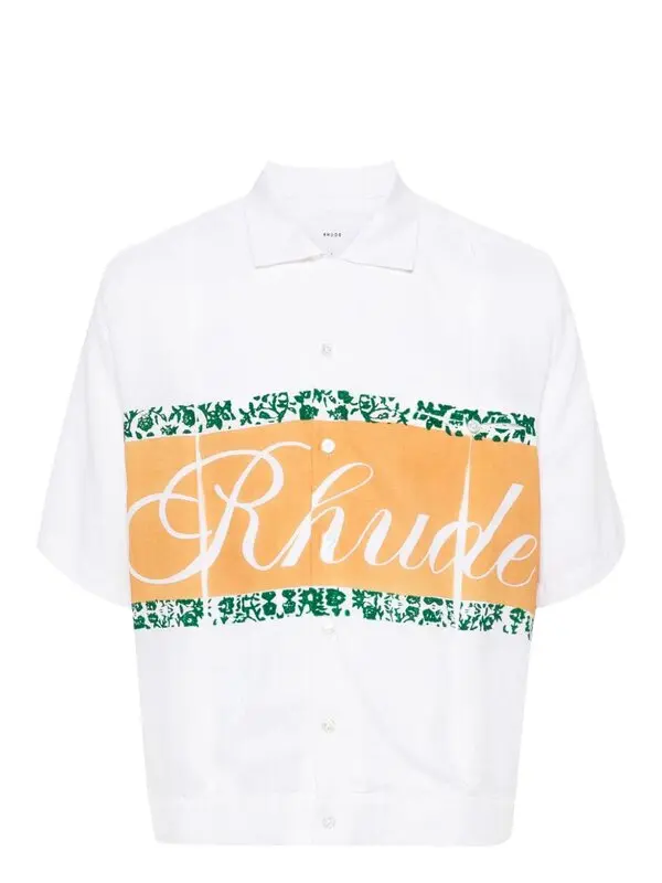 Rhude Logo-print Chambray Shirt - Neutrals