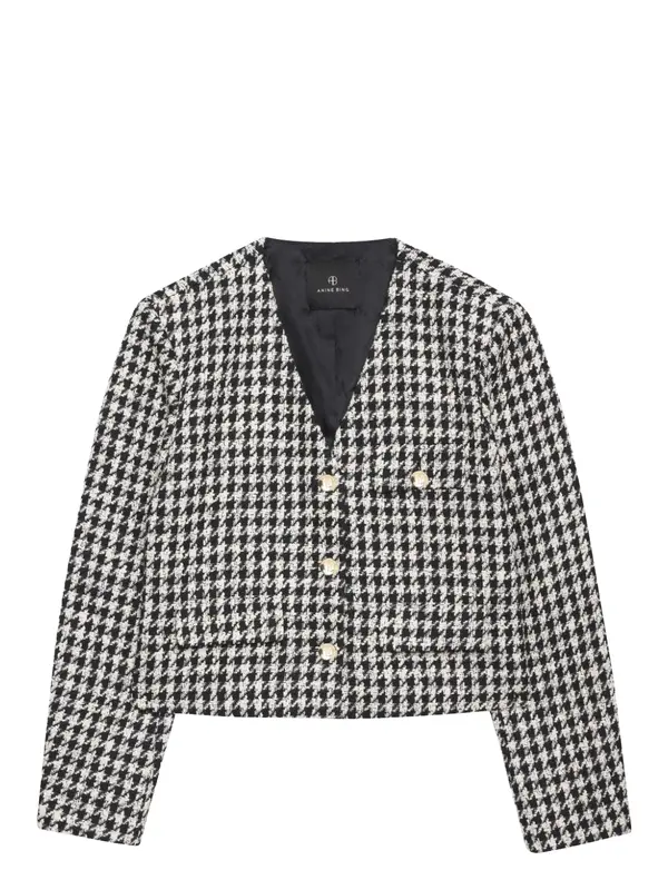 ANINE BING Cara Houndstooth Blazer - Black