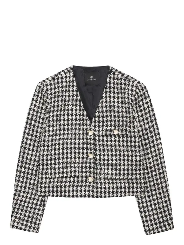 ANINE BING Cara Houndstooth Blazer - Black