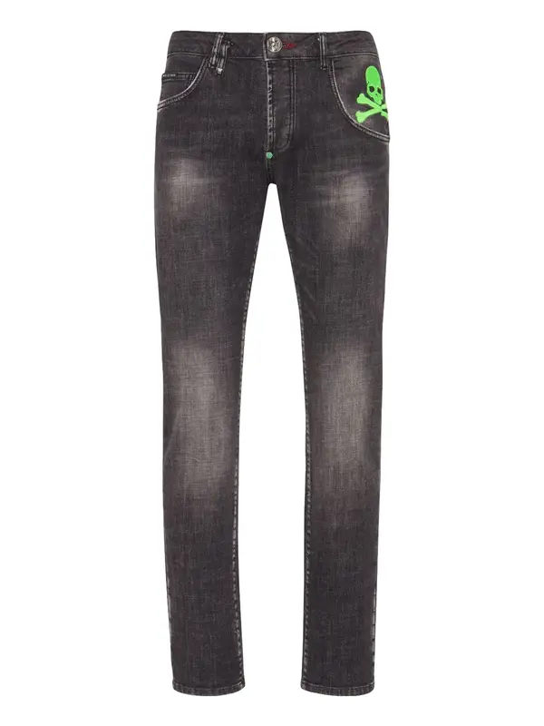 Philipp Plein Skull-print Straight-leg Jeans - Black