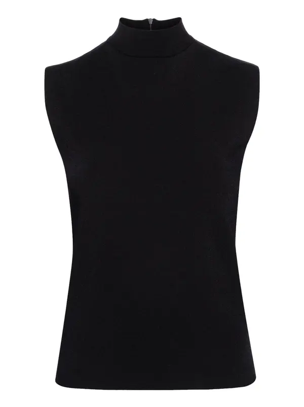 Plan C Mock-neck Jersey Tank Top - Black