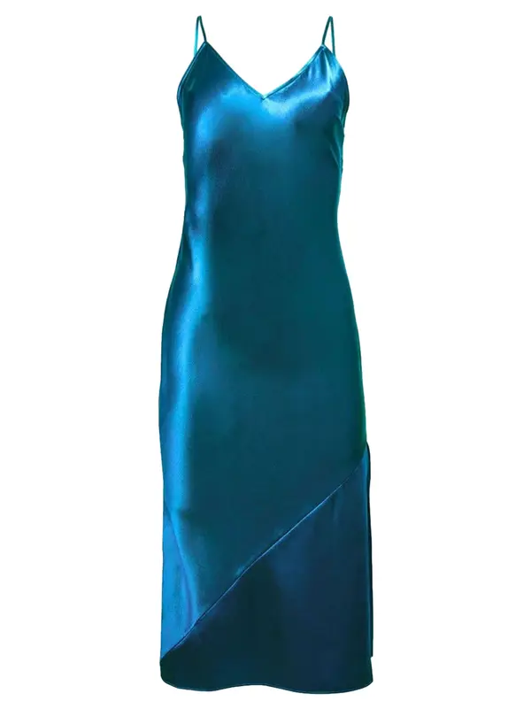 FLEUR DU MAL Silk Satin Slip Dress - Blue_1